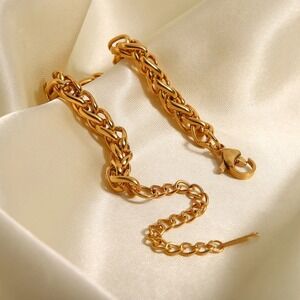 Jewelry | New 18k Yellow Gold Plated Chunky Chain Bracelet Jewelry B2b ...